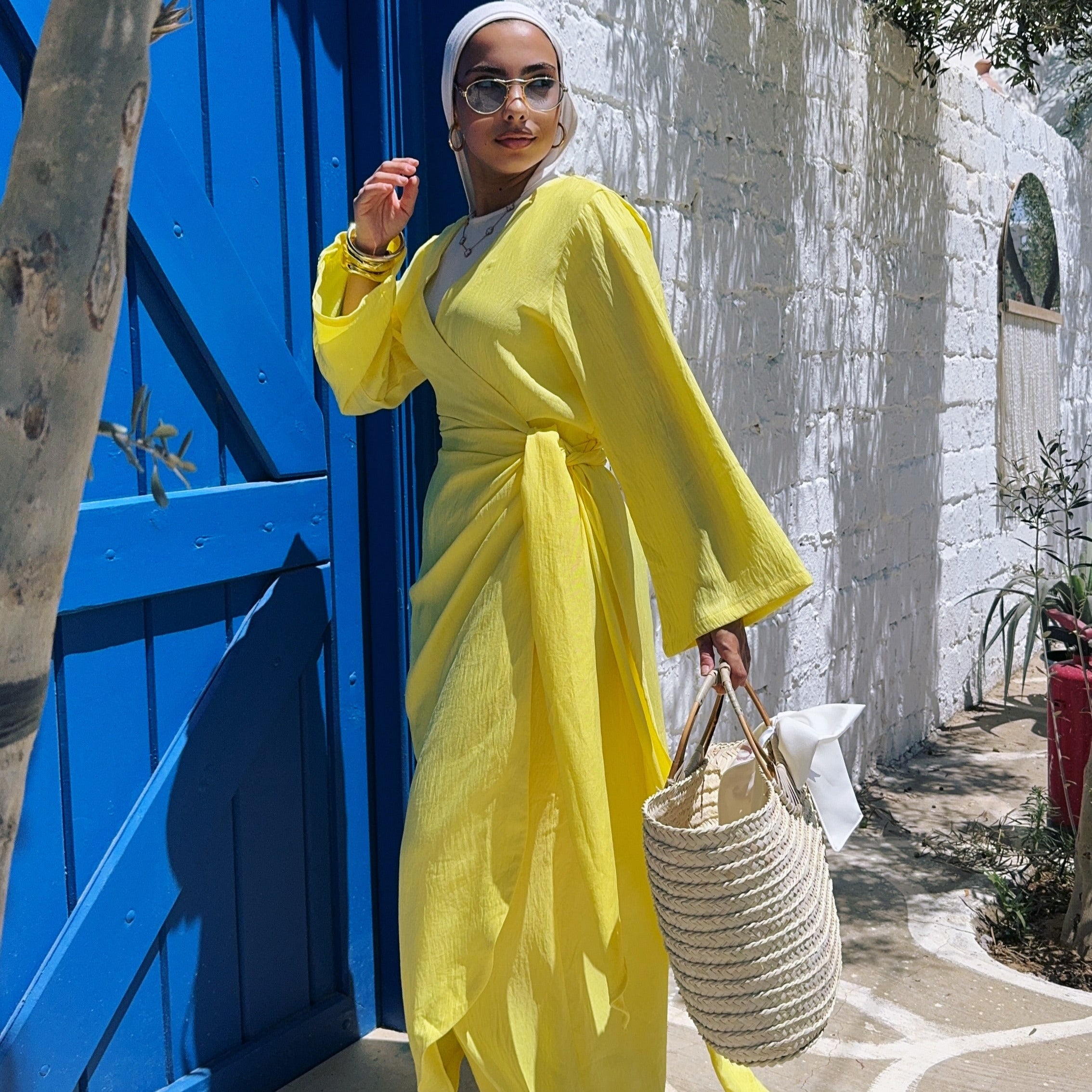 Linen wrapped Dress with drapes – Safa ghaly